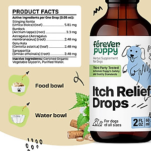Itchy Relief for Dogs - Skin Soothing Drops for Dogs w/Stinging Nettle Leaf & Centella Asiatica - Itchy Paws Relief for Skin Health - Dog Skin and Coat Supplement for Happy Pups - 2 oz