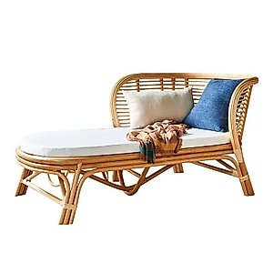 Generic Minimalist Japanese Rattan Chaise Sofa Bed – Artistic Living Room Furniture, 68.89*32.28*33.85in, Wood, White