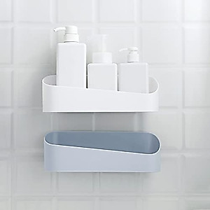 Cabilock Shower Shelves White Shower Free Room Shelf Organizer Basket Soap Shape for Adhesive Mounted Plastic Drill Geometric Kitchen Holder Bathroom Storage Wall Shampoo Caddy Rack Wall Hangings