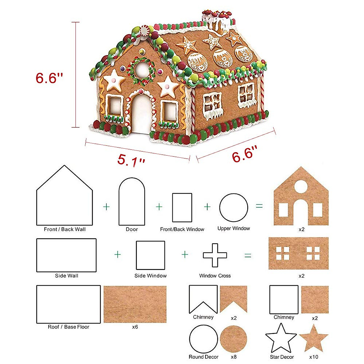Gingerbread House Cookie Cutter Set, Gingerbread House Kit, Christmas Gingerbread Cookie Cutter for Kids Adults, Holiday Cookie Cutters Mold, 3D Stainless Steel Chocolate Pastry Baking Kit DIY Tool