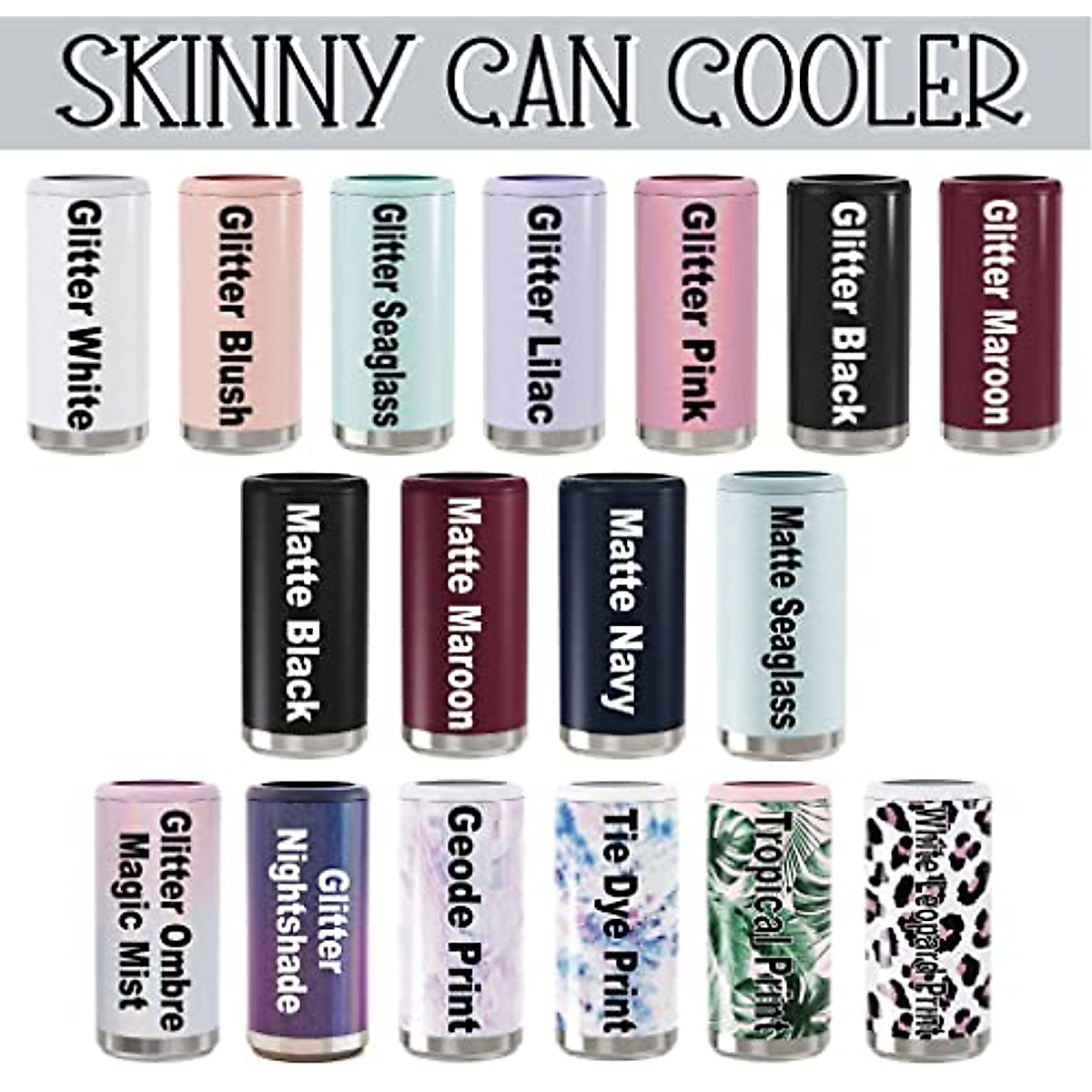 Maars® Personalized Slim Can Cooler Stainless Steel - Skinny Can Cooler Laser Engraved - Stainless Steel 12oz Sleeve, Double Wall Vacuum Insulated Drink Holder for Slim Beer & Hard Seltzer