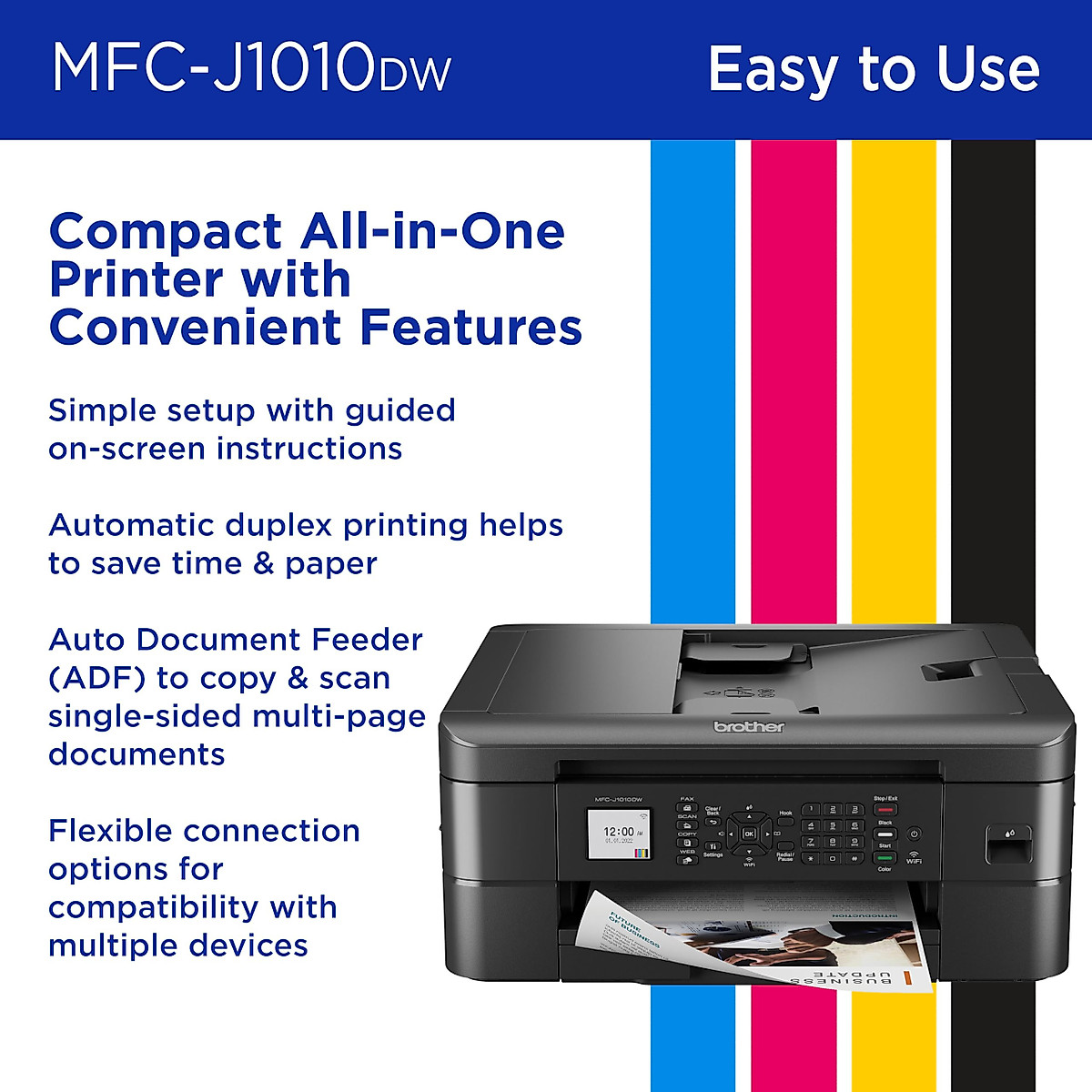 Brother MFC-J1010DW Wireless Color Inkjet All-in-One Printer with Mobile Device and Duplex Printing, Refresh Subscription and Amazon Dash Replenishment Ready