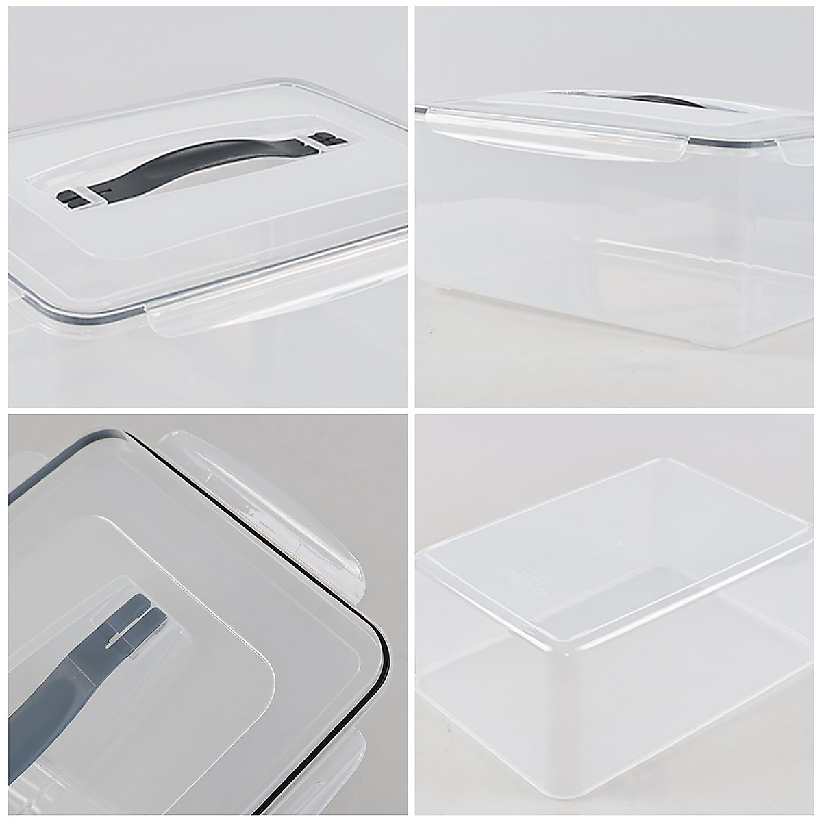 Leendines 4-Pack 15 Liter Clear Airtight Food Containers, Plastic Storage Box with Lid