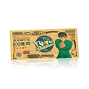 YJacuing Anime Yu Yu Hakusho Gold Coated Banknote, Limited Edition Collectible Bill Bookmark (5 PCS Collection)