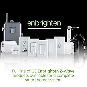 GE Enbrighten Z-Wave Plus Smart Light Dimmer, White & Light Almond, 46203 & Enbrighten Add-On Switch with QuickFit and SimpleWire, White & Light Almond, 46199