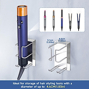 Oukimly Hair Tool Organizer, Hair Dryer Holder Wall Mounted, Stainless Steel Curling Iron Holder, Adhesive Hair Straightener Holder, Hair Styling Tool Storage for Flat Irons, Curling Wands