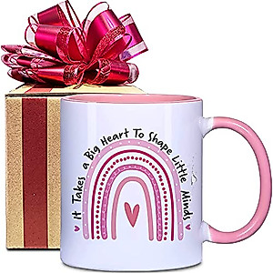 Inspirational Teacher Gift Mug, Appreciation Teacher Mug Gifts for Teacher Mentor Professor Leaders, Inspirational Thank You Gifts for Teacher's Day Graduation Thanksgiving Birthday, Pink Coffee Mugs