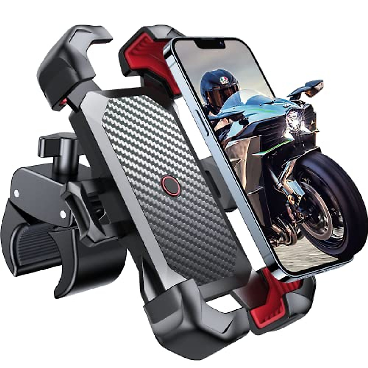 JOYROOM Motorcycle Phone Mount, [1s Auto Lock][100mph Military Anti-Shake] Phone Holder for Bicycle, [10s Quick Install] for Handlebar Mount, Compatible with iPhone 15 Pro, Samsung, All Cell Phone
