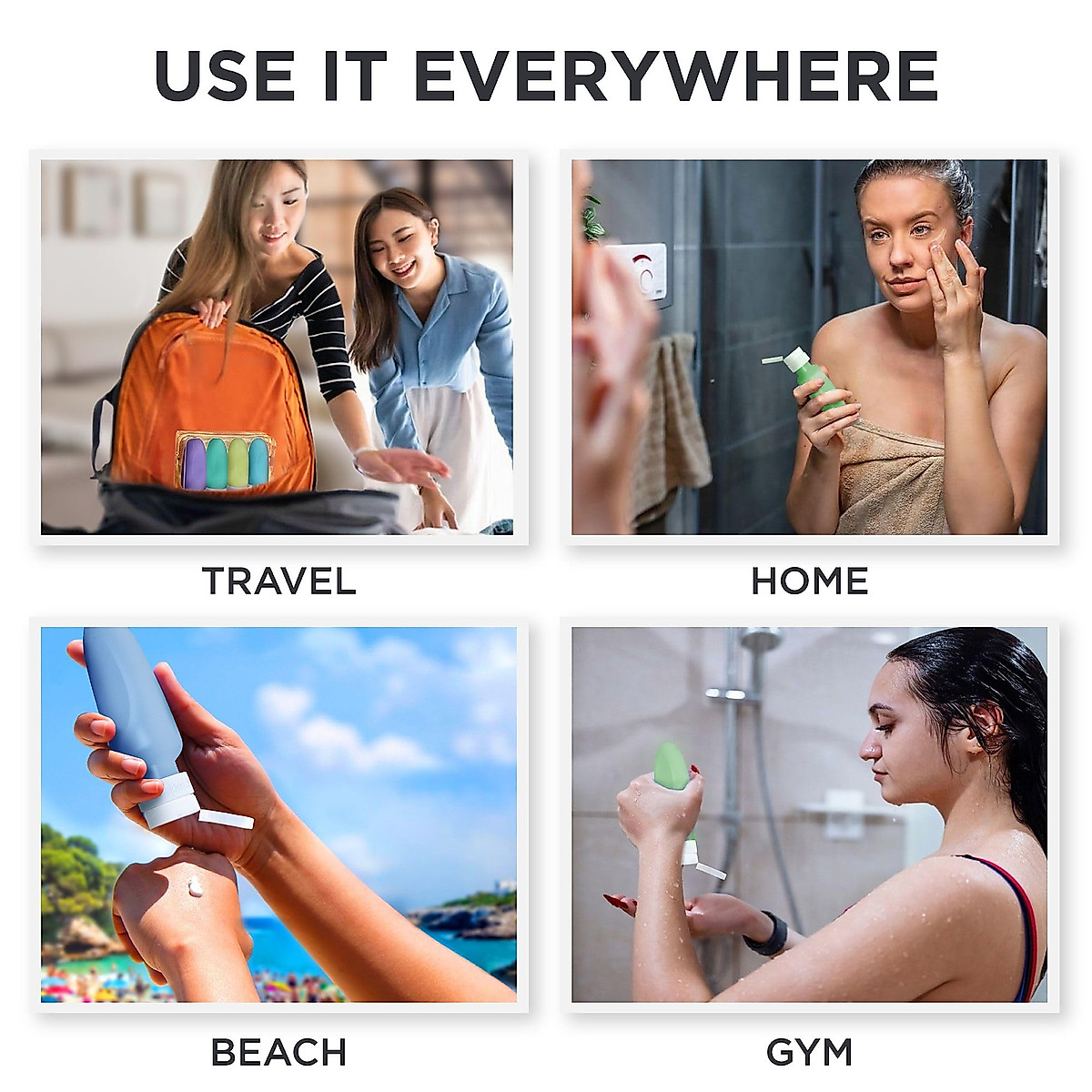 Dot&Dot Leak Proof Travel Bottles for Toiletries - TSA Approved Travel Shampoo Bottles - 3oz Travel Shampoo and Conditioner Bottles - Travel Size Toiletries - 3 oz Silicone Travel Bottles with Labels