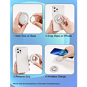 Tomorotec Magnetic Base Plate (Silver) for Phone Grip Holder Ring Stand Removable Accessory for Wireless Charging Compatible with iPhone 12 & Magnetic Case with Charging Ring [Phone Grip Not Included]