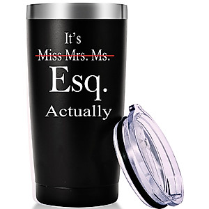 AMZUShome Lawyer Gifts Travel Tumbler.It's Miss Mrs. Ms. Esq. Actually Mug.Law Student Attorney Advocate Lawyer Graduation School Gift for Men Women Friends Coworker(20oz Black)