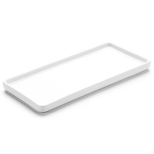 Gurygo 6" Bathroom Tray for Counter, Ceramic Vanity Tray for Bathroom, Small Rectangle Ceramic Sink Tray, Kitchen Soap Tray, Ceramic Tray for Kitchen Counter, White