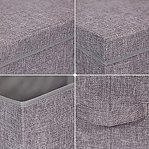 TENABORT 5 Pack Large Foldable Storage Box with Lids [16.5x11.8x11.8] Fabric Storage Cube Organizer Cloth Containers Linen Bins Baskets for Closet Clothes Clothing Bed Room
