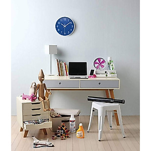 Epy Huts Wall Clock Battery Operated Indoor Non-Ticking Silent Quartz Quiet Sweep Movement Wall Clock for Office, Bathroom, Living Room Decorative 10 Inch Dark Blue