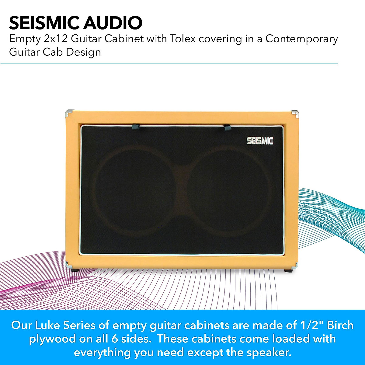 Seismic Audio - 12" GUITAR SPEAKER CABINET EMPTY - 7 Ply Birch - 2x12 Speakerless Cab NEW 212 Orange Tolex - Black Cloth Grill - Front or Rear Loading Options