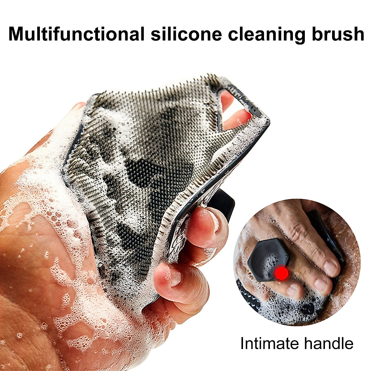 IKENAU- Body Scrubber,Face Scrubbers Men, Shower and Bathroom Four-Piece Set-with Hook, with Silicone Grip Technology, Detachable and Reusable