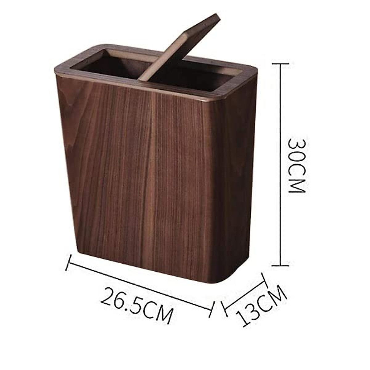 RZM Wood Trash Can Wastebasket,Household Bathroom Living Room Rectangular Trash Bin,Narrow Space Garbage Can with Swing Lid (Color : D, Size : 26.5x13x30cm(10x5x12inch))