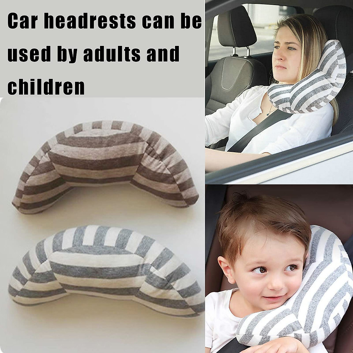 ZHYYQL Car Seat Travel Pillow Neck Support Cushion Pad for Kids, Safety Belt Sleeping Pillow, Car Seat Travel Pillow Neck Support Cushion Pad, Headrest Shoulder Pad for Children Adults (Gray)