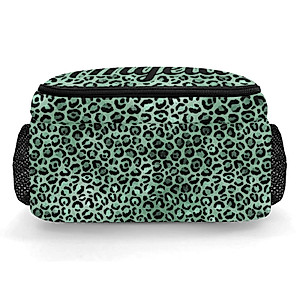 Anneunique Custom Cheerleader Backpack Custom Multifunctional Waterproof Laptop Bag for Travel Gift Leopard Print Green Cheer