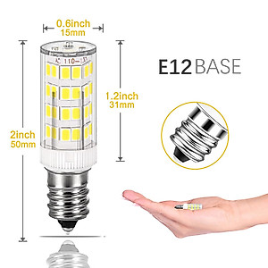 E12 Led Light Bulb 4W Equivalent 40W C7 Replacement Bulbs Clear Type B Candelabra Base Bulbrite Non-Dimmable Daylight White 6000K 2 Pack