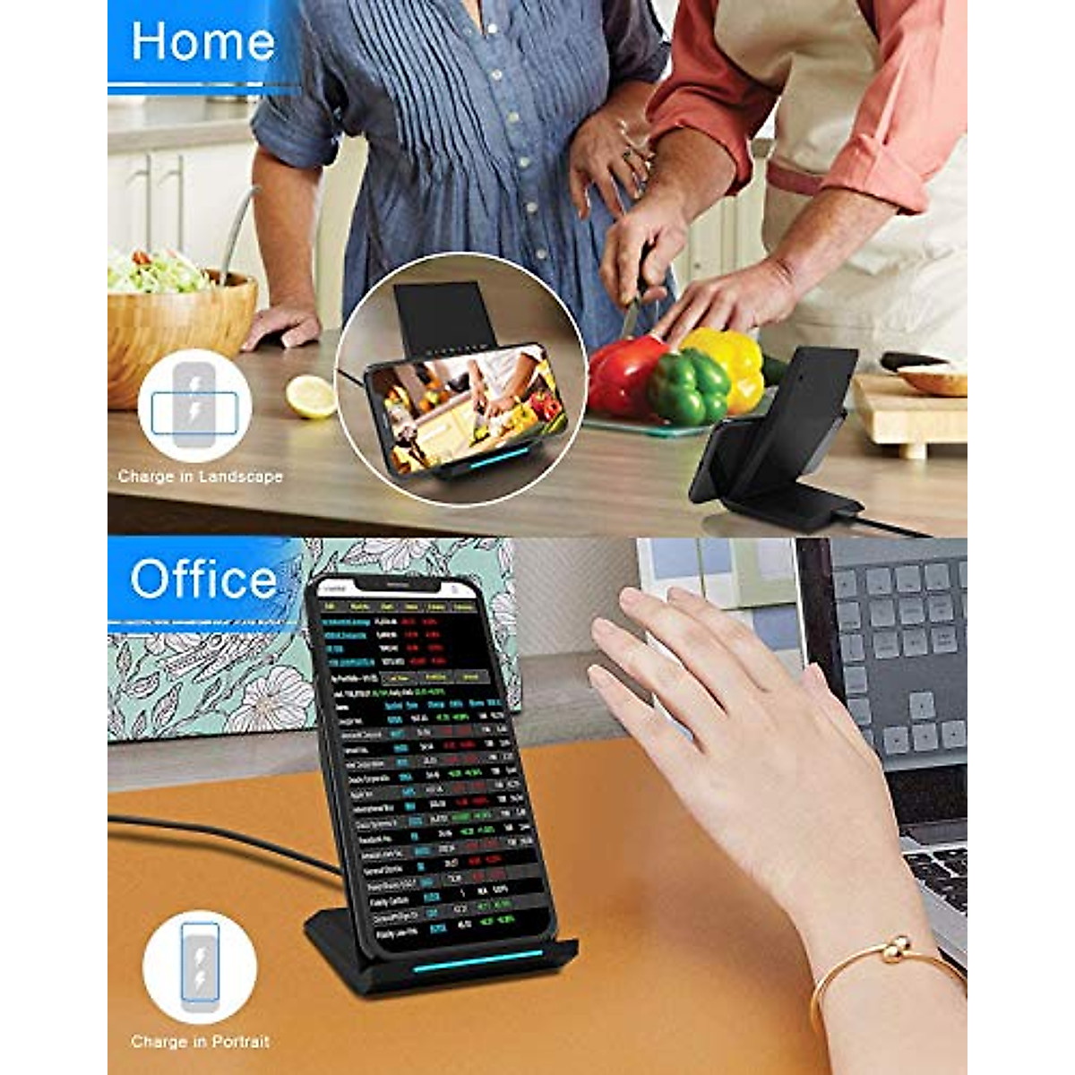 Fast Wireless Charger, [2 Pack] NANAMI Qi Certified Wireless Charging Stand Compatible iPhone 14/13/12/SE 2020/11 Pro/XS Max/XR/8, Samsung Galaxy S23/S22/S21/S20/S10/S9/Note 20/10 and Qi-Enabled Phone