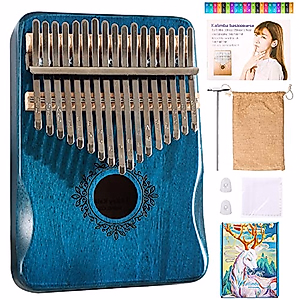 2022 New 17 Keys Kalimba Thumb Piano Mini thumb piano Finger piano，LightSeaGreen，Butterflies love flowers
