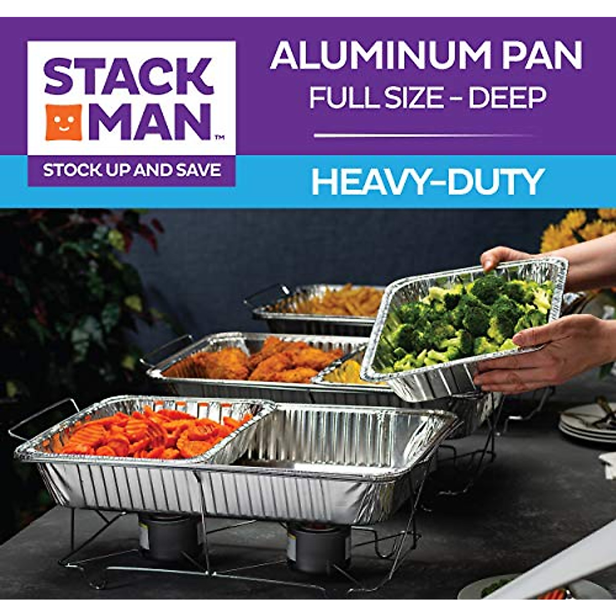 Full Size Large Aluminum Pans, Disposable Foil 21x13 Deep [20-Pack] Steam Table Chafing Pan - Extra Heavy Duty Durable Tray - Great for Roasting, Cooking, Warming, Prepping and Storing Food