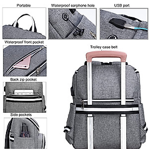 GUANGCAIJIA diaper bag waterproof backpack for cute baby boy girl with changing pad unisex stroller mommy hospital essentials (grey)
