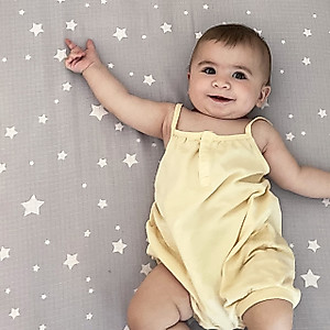 Newton Baby Fitted Mini Crib Sheets (2-Pack) | Organic Muslin Cotton, Breathable & Soft Baby Sheets, Washable Baby Mattress Sheets, Fits Any Mini Sized Crib 24" x 38", Stardust Twilight Grey + White