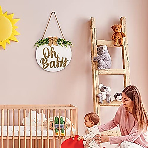 Oh Baby Wooden Sign with Gold Painted – for Farmhouse Porch Outdoor Home Wall Front Door Decor – Baby Shower, Gender Reveal, Baby Announcements Party Backdrop – by ZouYee