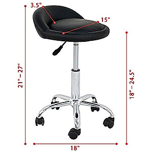 HomGarden Adjustable Hydraulic Rolling Swivel Stool for Massage Salon Office Facial Spa Medical Tattoo Chair Stool w/Backrest Cushion & Wheels,Set of 4