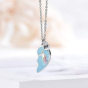 Kids Birthday Gift For Best Friend Sister Heart Necklace Little Girls BFF Unicorn Jewelry Gift for Friends or Fun Sister Gifts