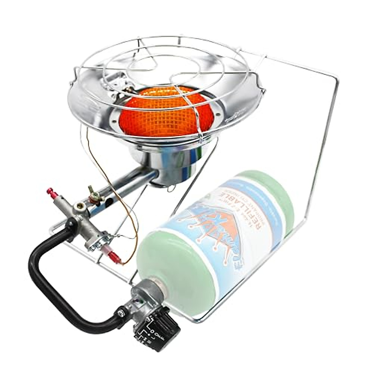 Flame King FK-AD010CGA Multi-Use Portable Propane Heater/Cooker 15,000 BTU for Camping, Ice Fishing, and Backpacking Trips, Silver