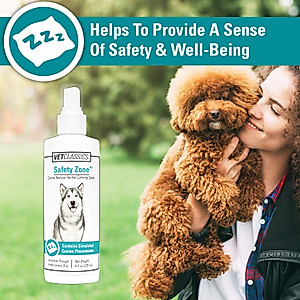 Vet Classics Safety Zone Calming Spray for Dogs with Anxiety – Herbal Anxiety Calming Spray – Dog Calming Spray for Nervousness, Grooming, Fireworks, New Environments – 8 Fl. Oz.