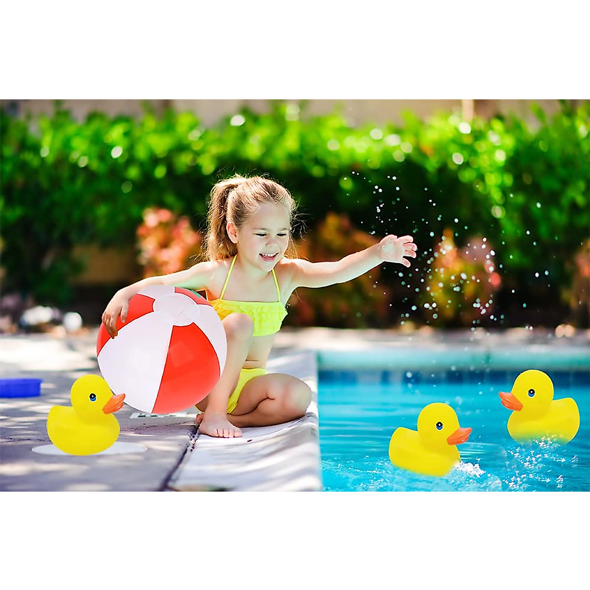 Yellow Rubber Duck Toy Duckies for Kids, Bath Birthday Gifts Baby Showers Classroom Incentives, Summer Beach and Pool Activity, 3" Inch (2-Pack)