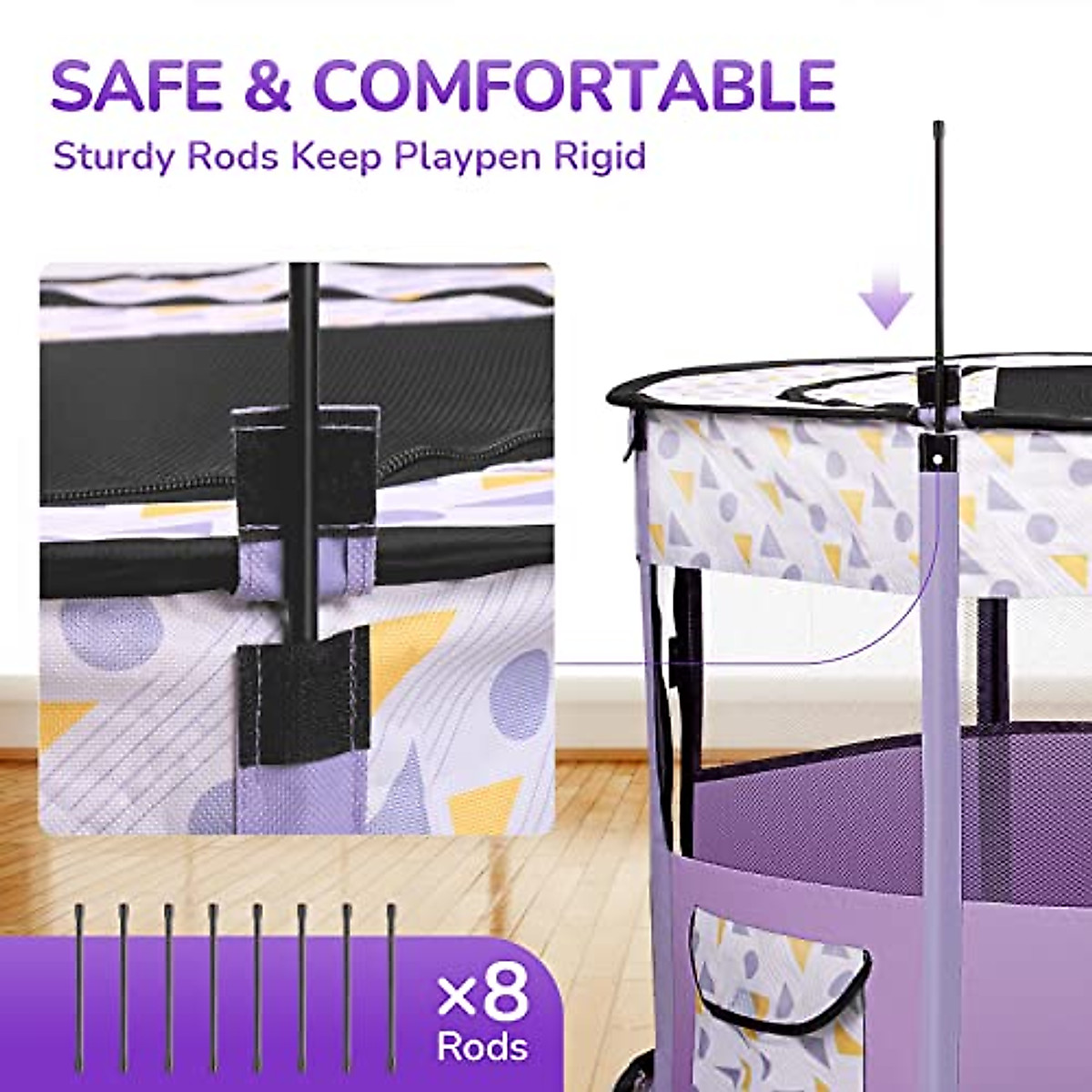 TASDISE Portable Pet Playpen, Foldable Dog Playpen, Exercise Kennel Tent for Puppy, Dog, Cat, Rabbit, Great for Indoor Outdoor Travel Use,Come with Free Carrying Case