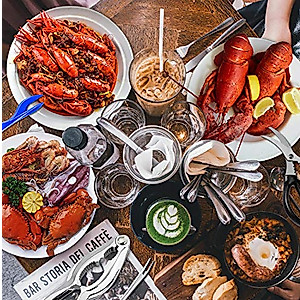 Crab Leg Crackers and Tools - 7 Piece Seafood Tools Upgrade Stainless Steel Lobster Crackers and Picks Set