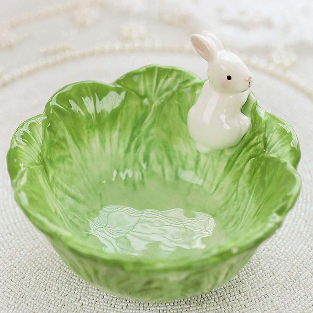 Ceramic Bunny Cabbage Bowl Fruit Salad Bowl Kids Easter Rabbit Food Snack Serving Bowl Tableware Easter Bunny Home Decoration