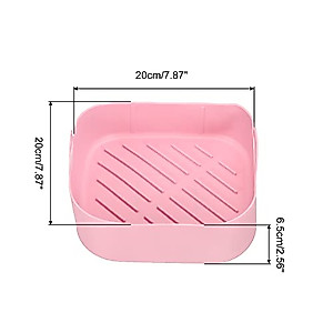 MECCANIXITY Air Fryer Square Silicone Reusable Liners 7.87 Inch Air Fryers Oven Accessories Pink for Air Fryer, Microwave, Oven