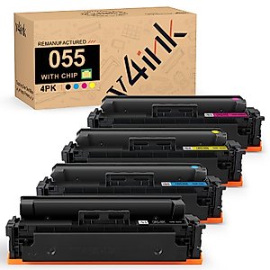 v4ink 055 Toner Cartridge (with Chip) Compatible Replacement for Canon 055 CRG-055 Work with Canon imageCLASS MF743Cdw MF741Cdw MF745Cdw MF746Cdw MF740C LBP664Cdw LBP660C Toner Cartridge Set, 4-Pack