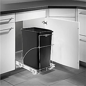 Vohunt Pull Out Trash Can Under Cabinet,Cabinet Trash Can Pull Out Kit,Heavy Duty Chrome Pull-Out Trash Can Shelf for Kitchen 16’’L x 11‘’W x 16’’H(Without Trash Can)