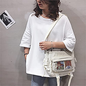 Kawaii Crossbody Bag Cute Clear Messenger Bag Ita Bag Backpack Purse for Women Y2k Shoulder Bag Harajuku Fairy Aesthetic (White, One Size)