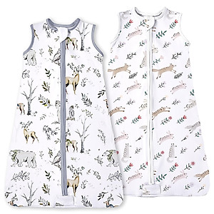 TOTBASIC Baby Sleep Sack 2-Pack, Light & Soft Unisex-Baby Wearable Blanket, 2-Way Safe Zippers Sleepsack for Babies 0-3-6-12-18-24 Months 0.5 TOG