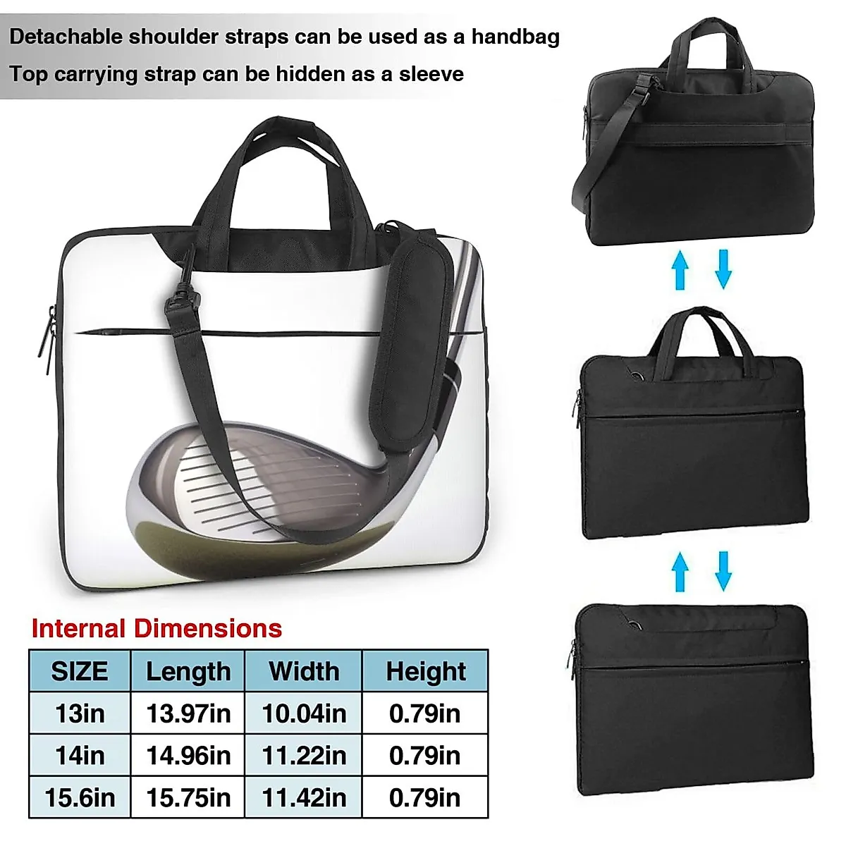 Golf Club Laptop Bag Slim Computer Bag Portable Shoulder Bag Laptop Case Cover For Woman Man 15.6 Inch