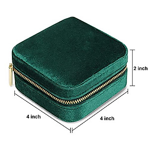 Mpeyuiltic Travel Jewelry Case, Velvet Travel Jewelry Box, Portable Small Travel Jewelry Organizer for Women Girls with Mirror (Emerald)