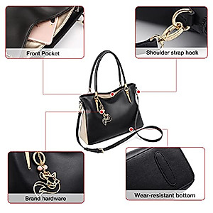 FOXER Women Handbag Leather Purse Lady Tote Shoulder Bag Top Handle Bag Valentine's Day Gifts (Black5)