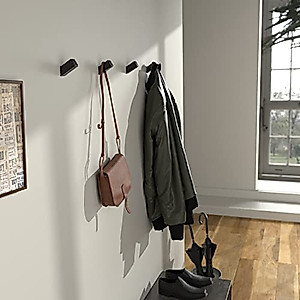 COCOYA 4Pack Metal Wall Hooks, Minimalist Coat Hooks Matte Black Modern Easy Install Wall Mount Heavy Duty Aluminum Slant Simple Mid Century Entryway Bathroom, for Hanging Hat Purses Backpack Towel