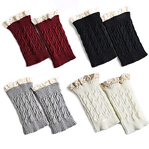 Women Short Boots Socks Winter Crochet Boot Cuffs Leg Warmers Pair4