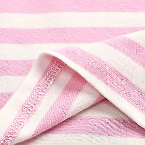 Myhrey Toddler Baby Girls Valentine's Day Outfits Ruffle Long Sleeve Stripe Shirt + Suspender Skirt Set (Pink, 12-18 Months) M04 M04a