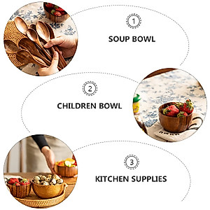 Cabilock 1 Set Acacia Wood Rice Bowl Spoon Kit Fruits Bowl Decorative Wood Bowl Snacks Serving Bowl Noodle Bowl for Salad Fruits Pasta Nuts Snacks (Small)